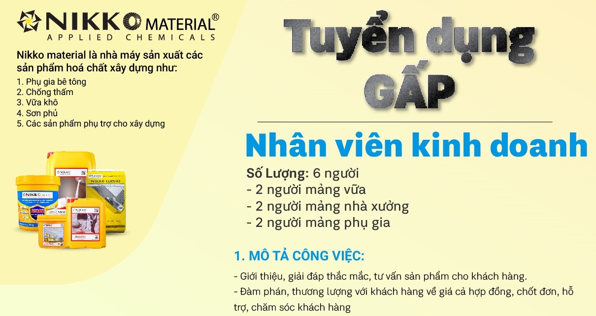 CHI NHÁNH CÔNG TY TNHH NIKKO MATERIAL TUYỂN DỤNG