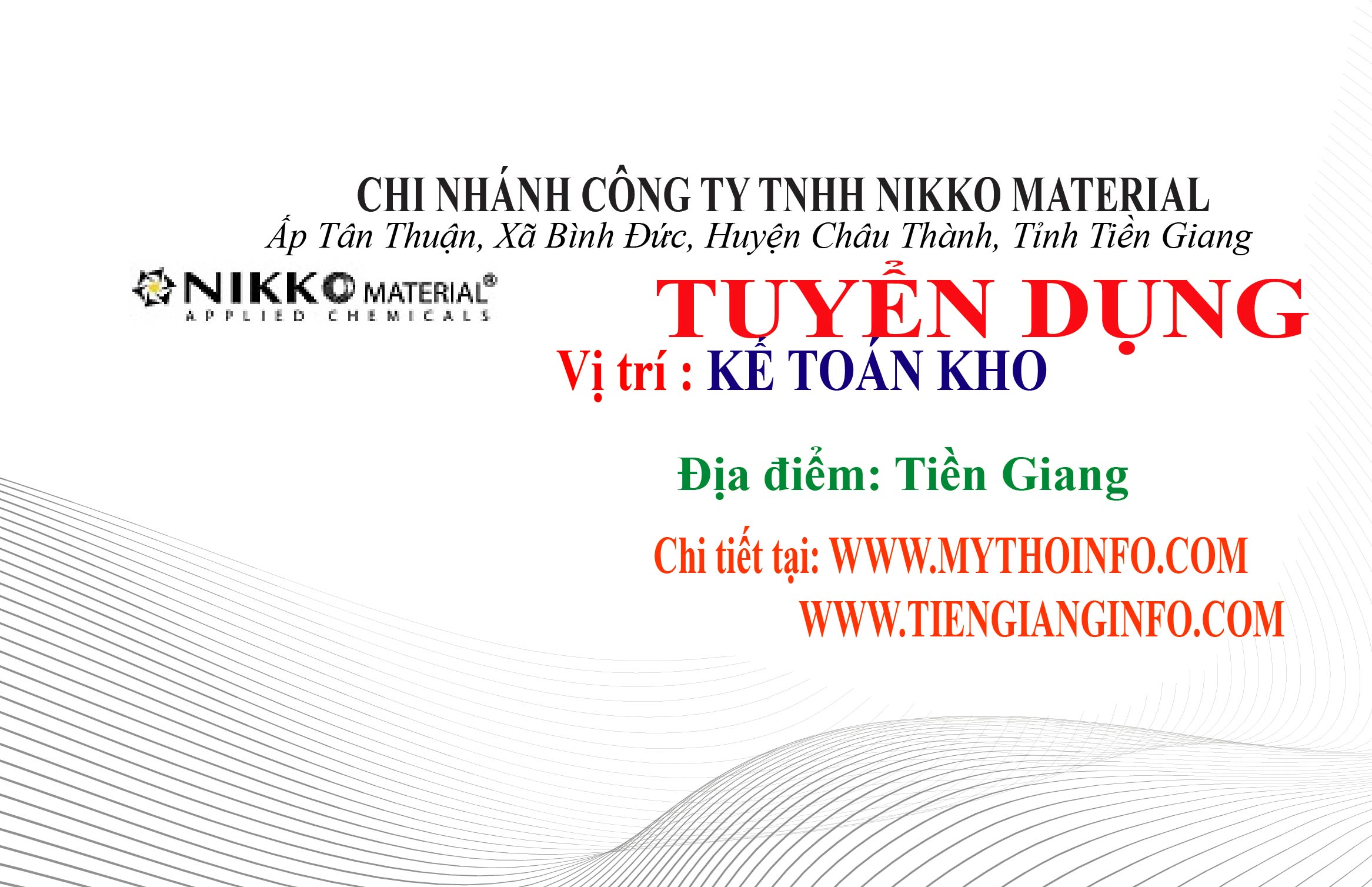 CHI NHÁNH CÔNG TY TNHH NIKKO MATERIAL TUYỂN DỤNG